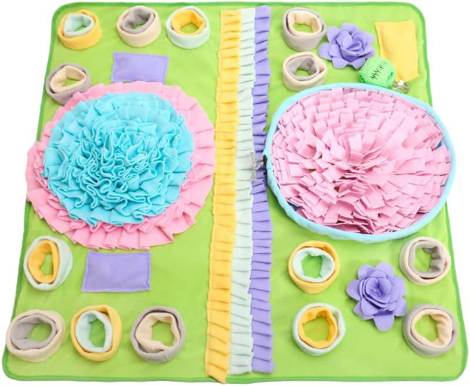 Double Bowl Snuffle Forraging Mat with a Treat and Squeakers for Dogs ...