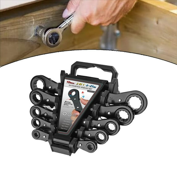 Double Box End Reversible Ratcheting Wrench 12-Point Socket Spanner 6 ...