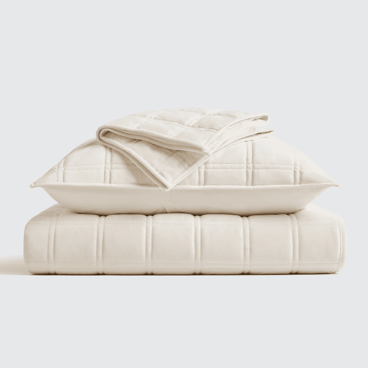 Double Box Stitch Velvet Quilt Set - Oversized All-Season Luxury ...