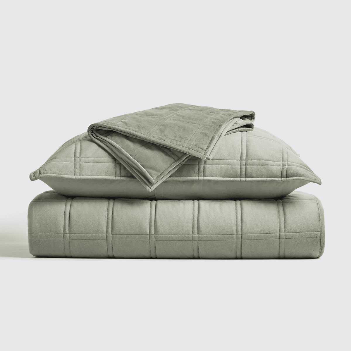 Double Box Stitch Velvet Quilt Set - Oversized All-Season Luxury ...