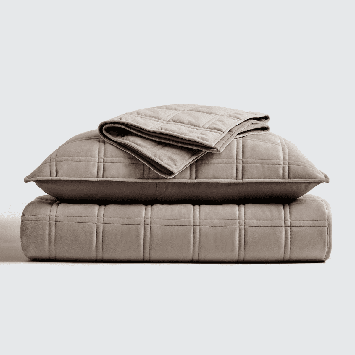 Double Box Stitch Velvet Quilt Set - Oversized All-Season Luxury ...