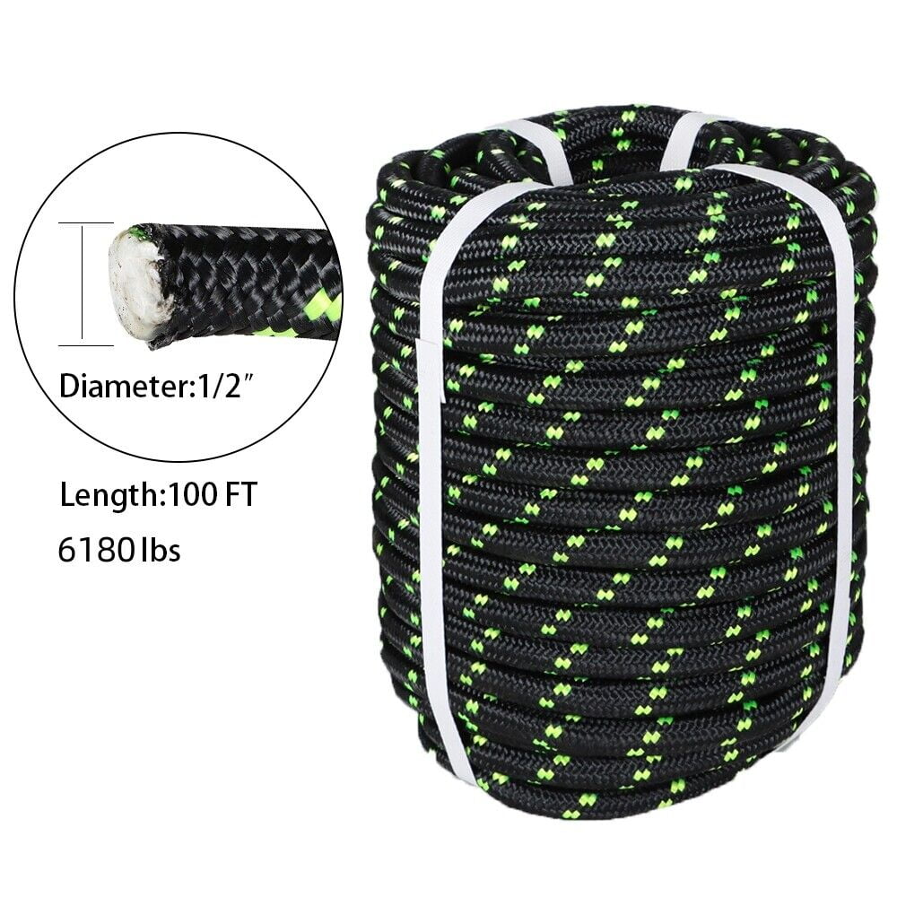 Double Braid Polyester Rope 6180Lbs Breaking Strength 1/2" × 100' Bull ...