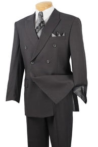 Double Breasted Mens Banker Suit Heather Charcoal Vinci F-DC900-1 ...