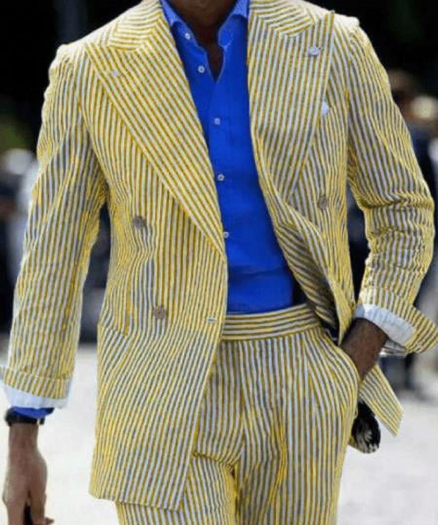 Double Breasted Suits - Seersucker Suit - Summer Suit - Yellow ...