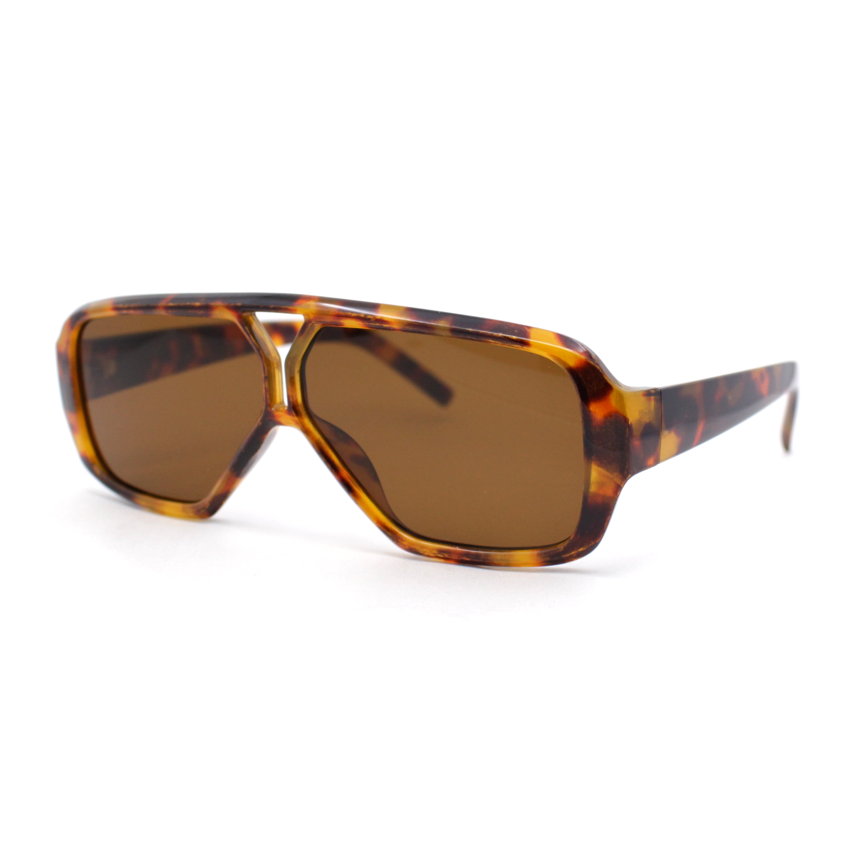 Double Bridge Flat Top Mafia Racer Rectangular Plastic Sunglasses ...
