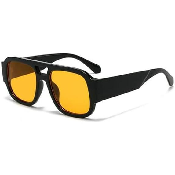 Double Bridge Rectangle Sunglasses Retro Classic Square Eyewear UV400 ...