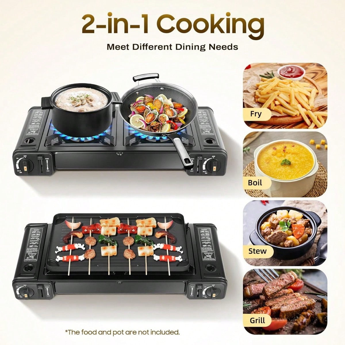 Double Burner Butane Stove, Butane Camping Stove Kit With Carrying Case ...