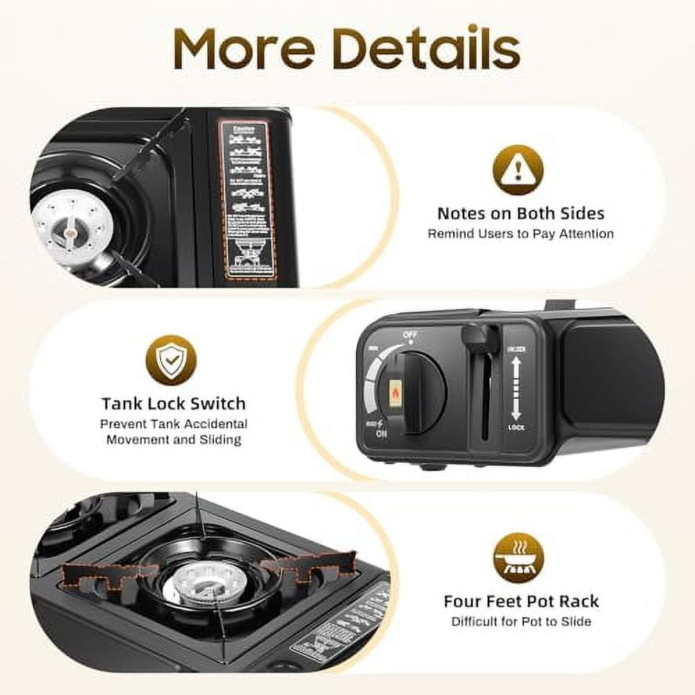 Double Burner Butane Stove, Butane Camping Stove Kit with Carrying Case ...