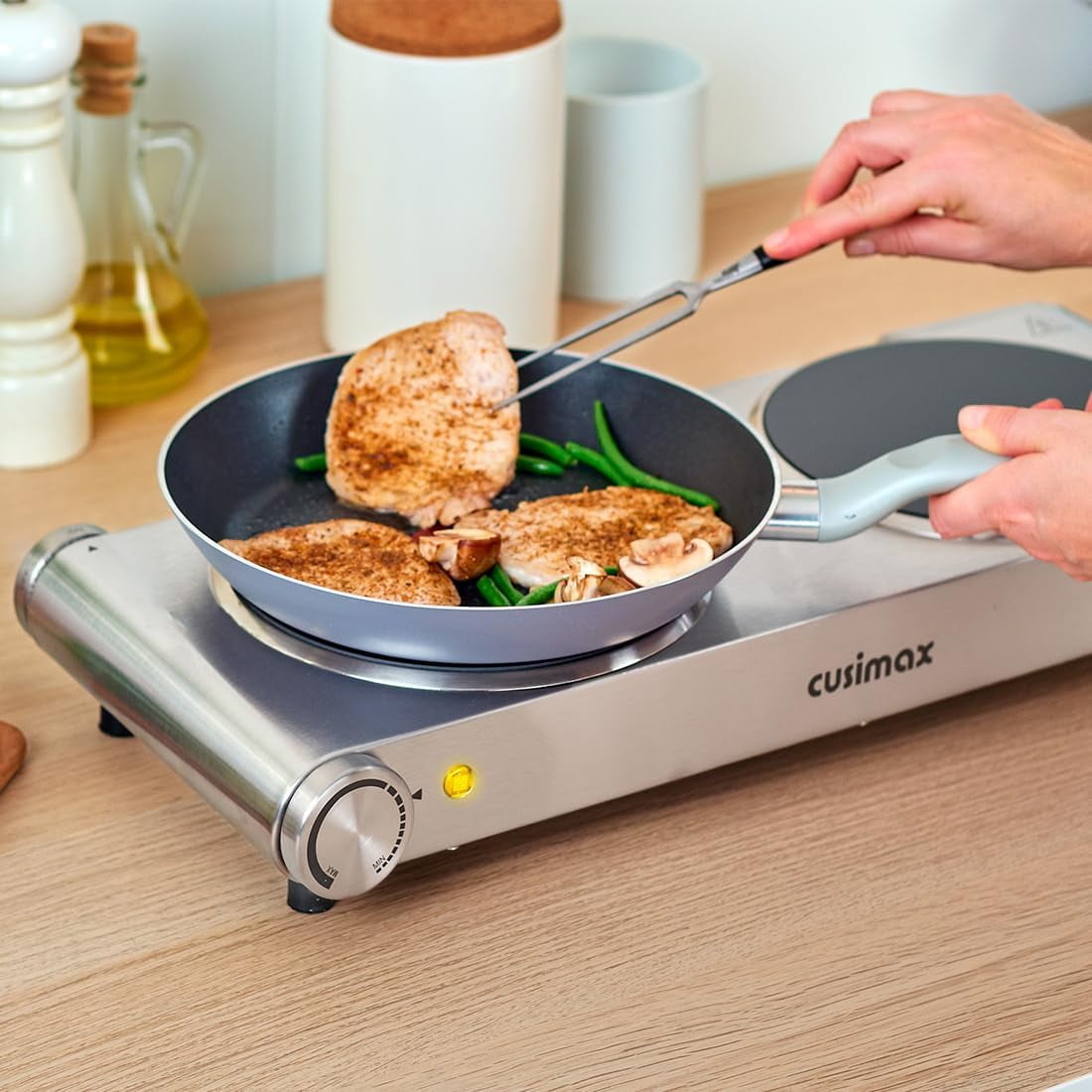 Double Burner, Electric Burner 1800W Ceramic Hot Plate for Cooking ...