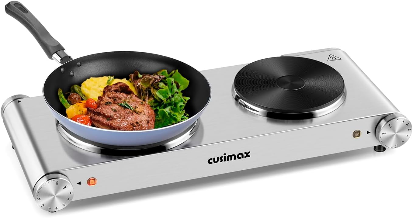 Double Burner, Electric Hot Plates for Cooking, 1800W Double Hot Plate ...