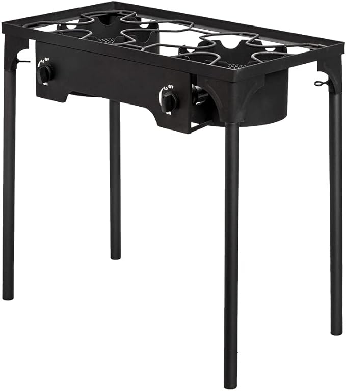 Double Burner Stove - Heavy Duty Outdoor Camp Stove - High Pressure Propane Gas Cooker with ...