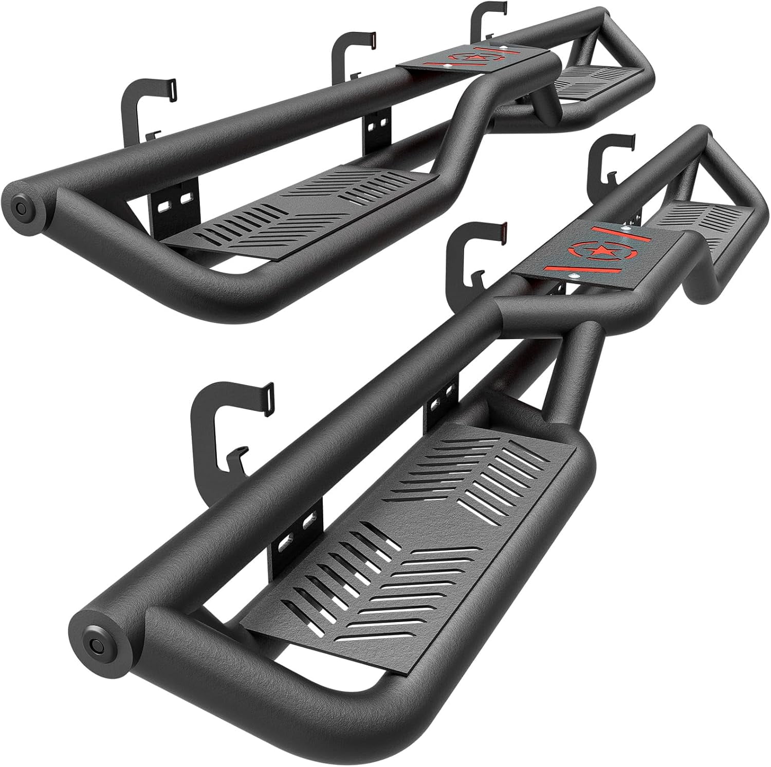 Double Cab Two Stairs Design Running Boards Compatible with 2007-2018 ...