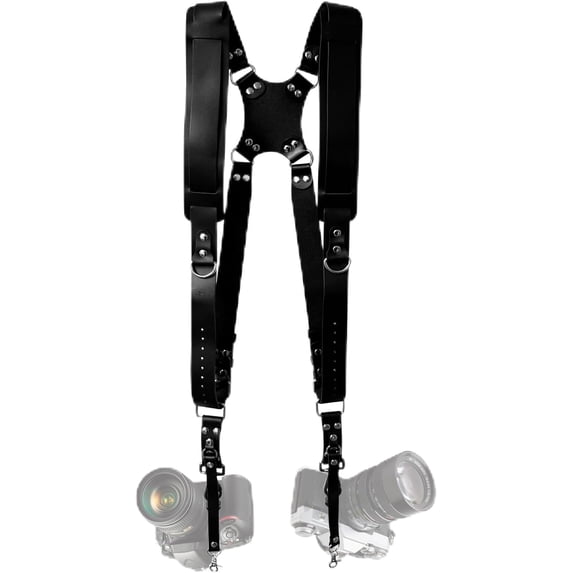 Double Camera Strap, Shoulder Camera Strap Harness Leather Dual Camera ...