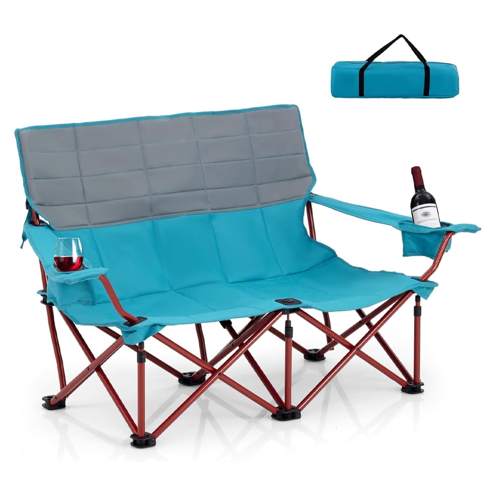 Double Camping Chair for Adults, Outdoor Folding Camping Couch Chair ...