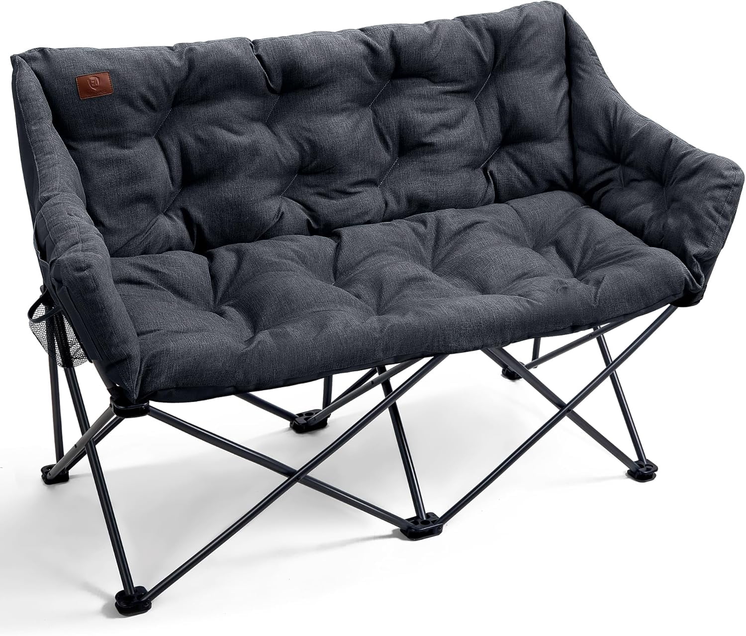 Double Camping Chair for Adults Padded Folding Camping Loveseat Bench ...