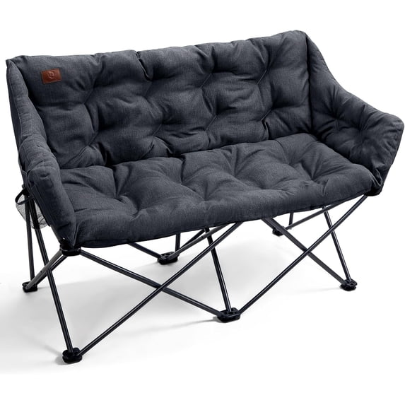 Double Camping Chair for Adults Padded Folding Camping Loveseat Bench ...