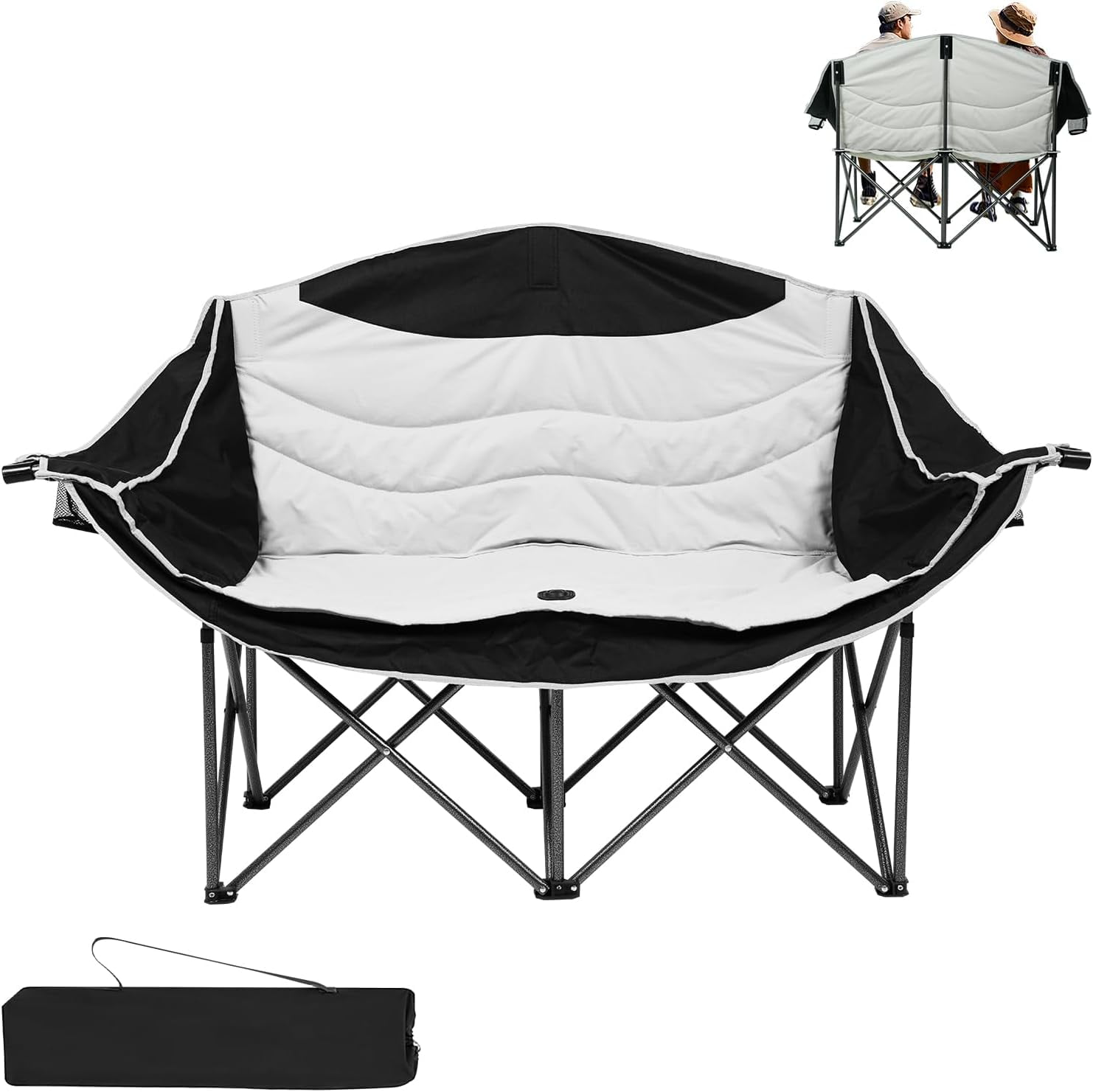 Double Camping Chair, Double 600D Oxford Fabric Fully Padded Heavy Duty ...