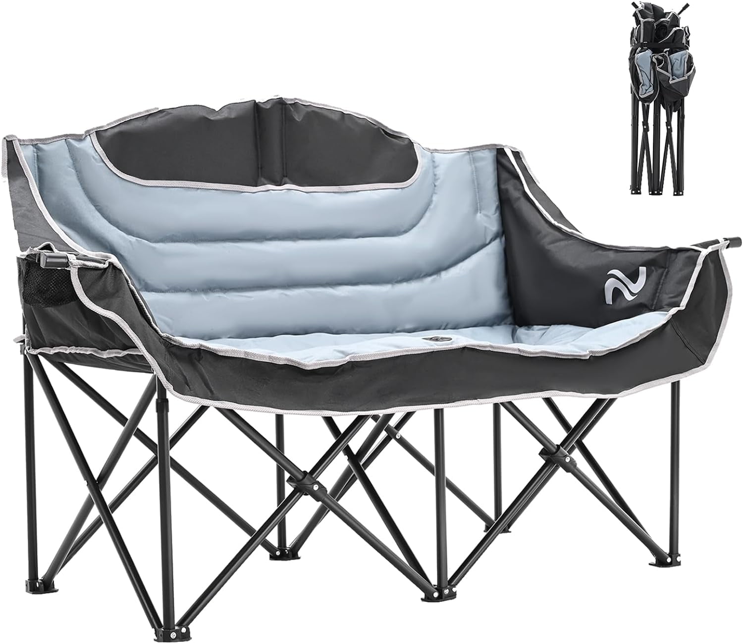 Double Camping Chair, Folding 2 Person Camping Chair Loveseat, Fully ...