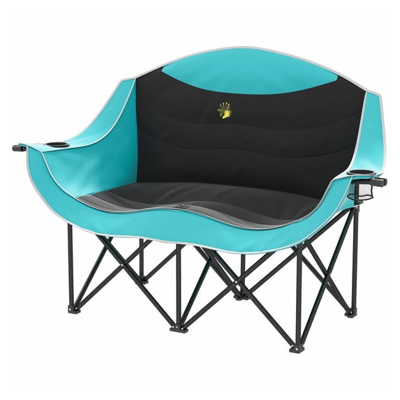 Double Camping Chair Padded Folding Chair for 2 Adults, Outdoor ...