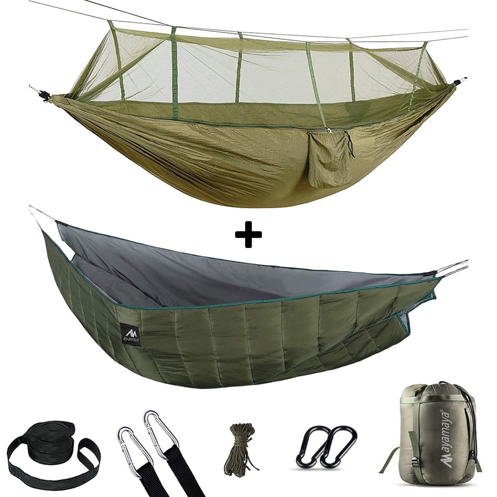 Double Camping Hammock With Mosquito Net+Supersized Underquilt of ...