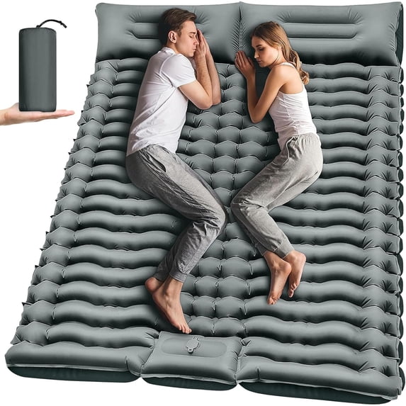 Double Camping Sleeping Pad, Inflatable Camping Pad with Foot Press ...