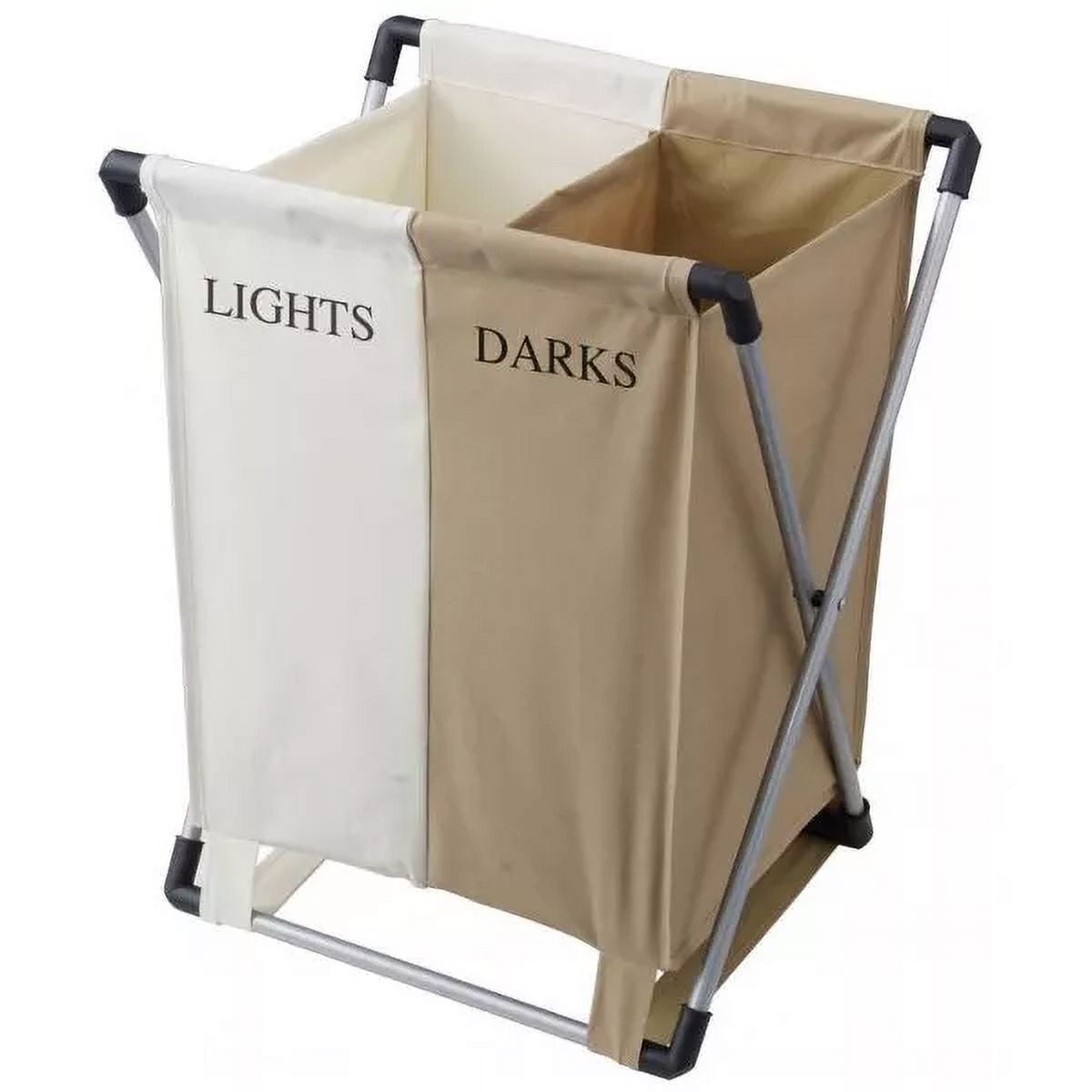 Double Canvas Laundry Bin with Metal X Frame, 'Lights & Darks' Colors ...