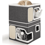 Double Cat Bed for Indoor Cats 2-Storey Cat House,Covered Cat Cave Beds ...