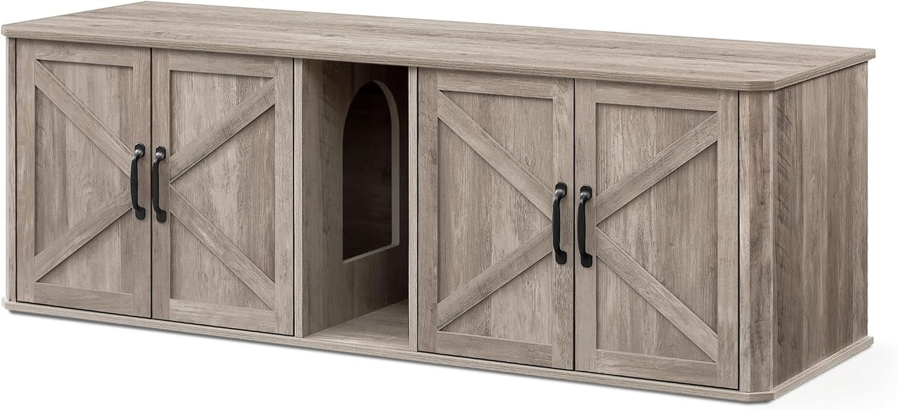 Double Cat Litter Box Enclosure, Modern Litter Box niture Hidden for 2 ...