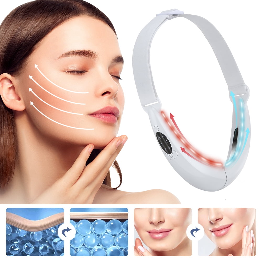 Double Chin Reducer, EMS Facial Lift & V-Face Shaping Massager, White ...