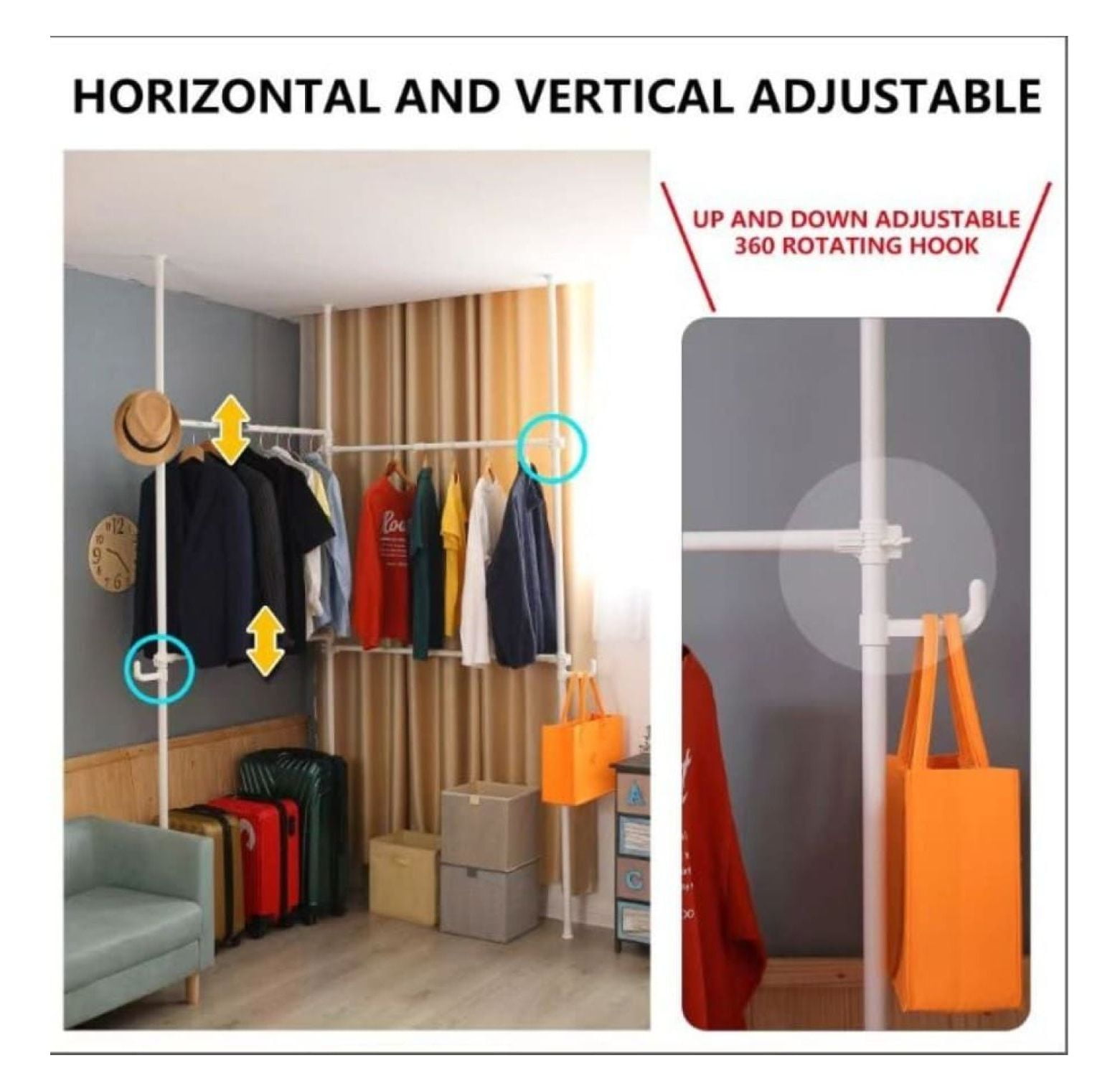 Double Clothing Rack, Adjustable Racks for Hanging Clothes, 2 Tier ...