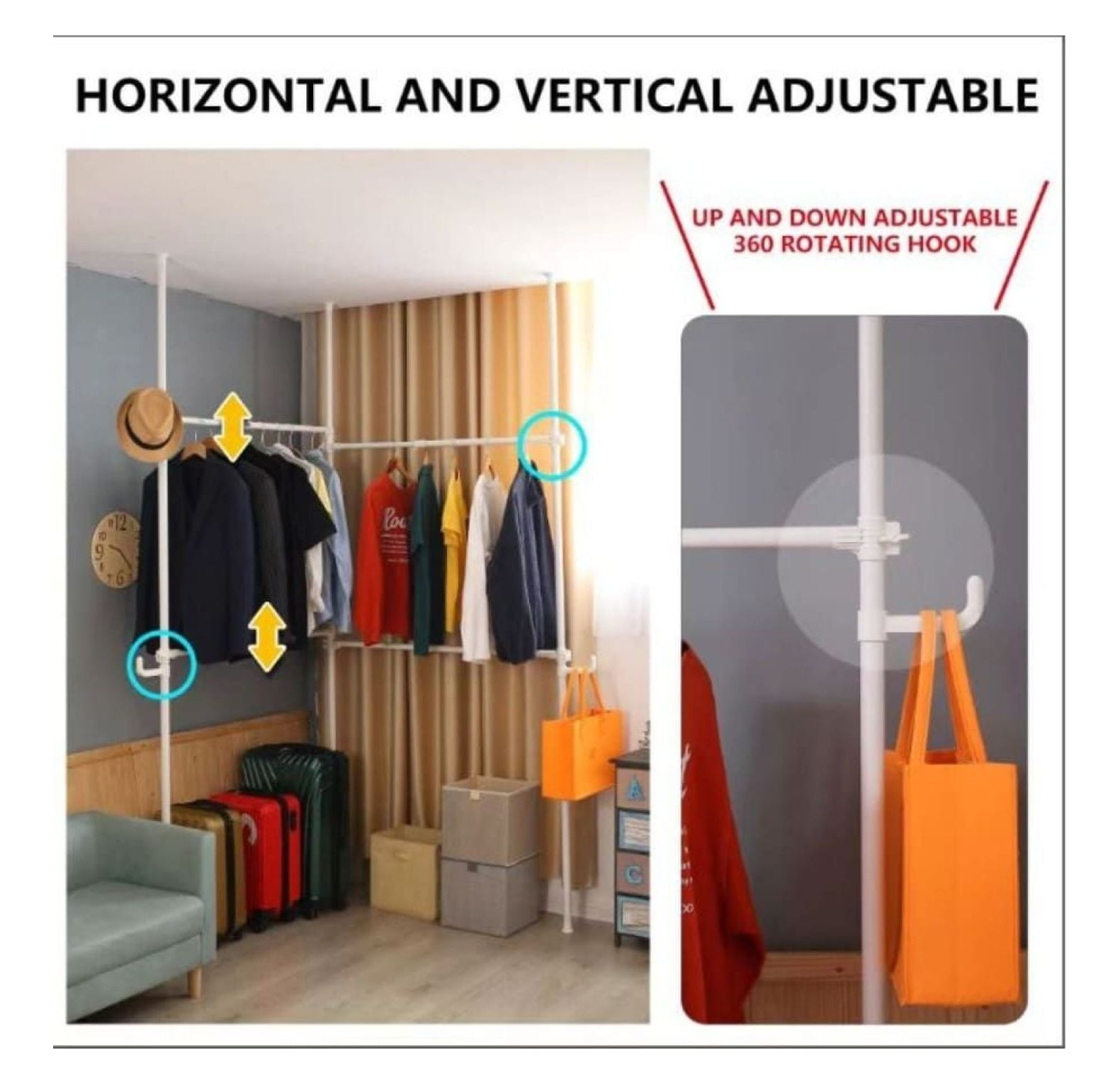 Double Clothing Rack, Adjustable Racks for Hanging Clothes, 2 Tier ...