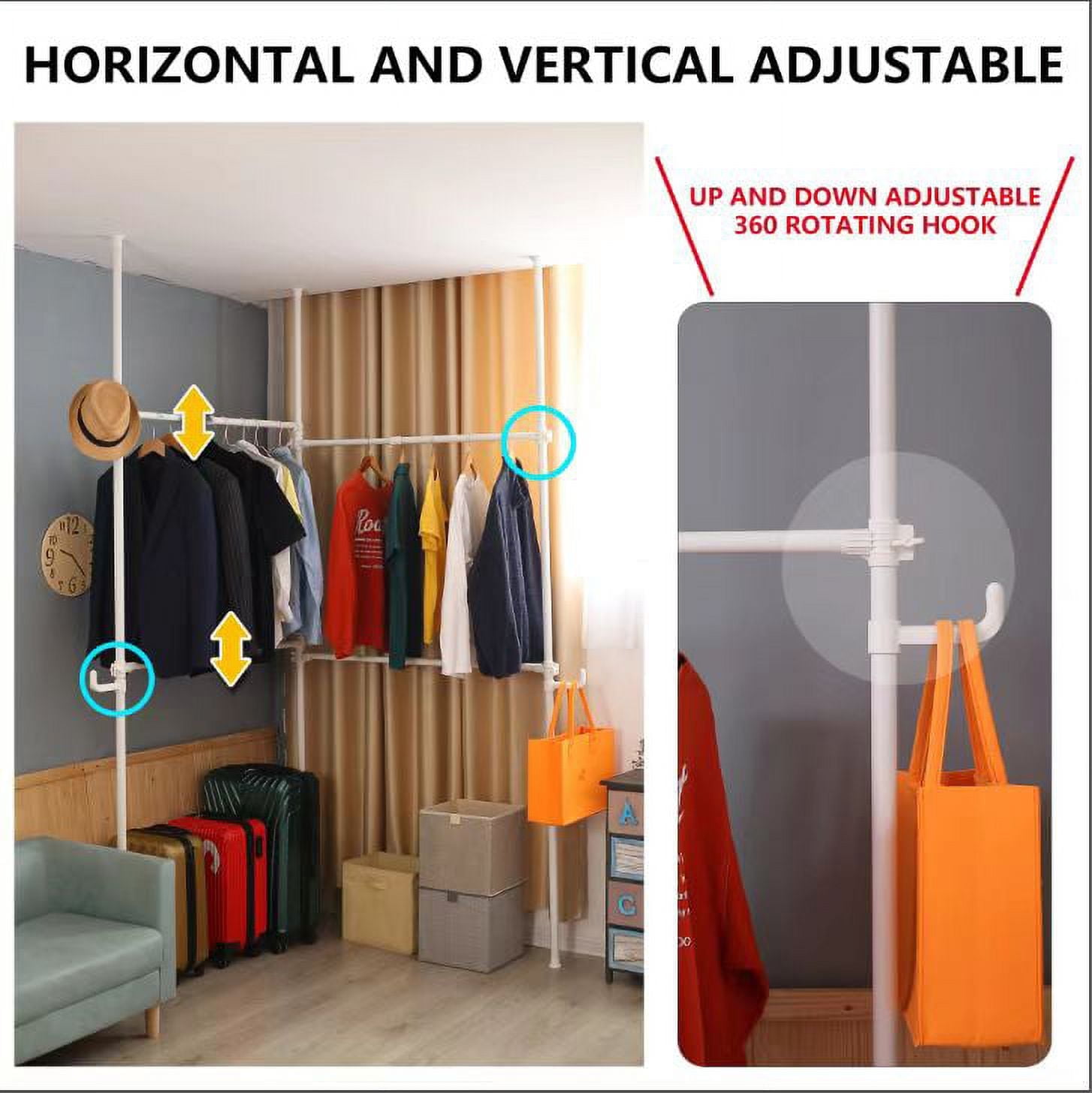 Double Clothing Rack with Adjustable Hanging Racks, Heavy Duty 2 Tier ...