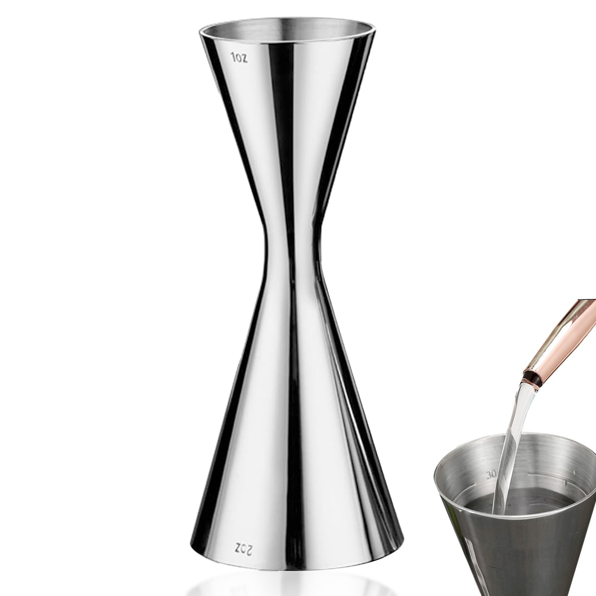 Double Cocktail Jigger with Measurements Inside, Stainless Steel ...