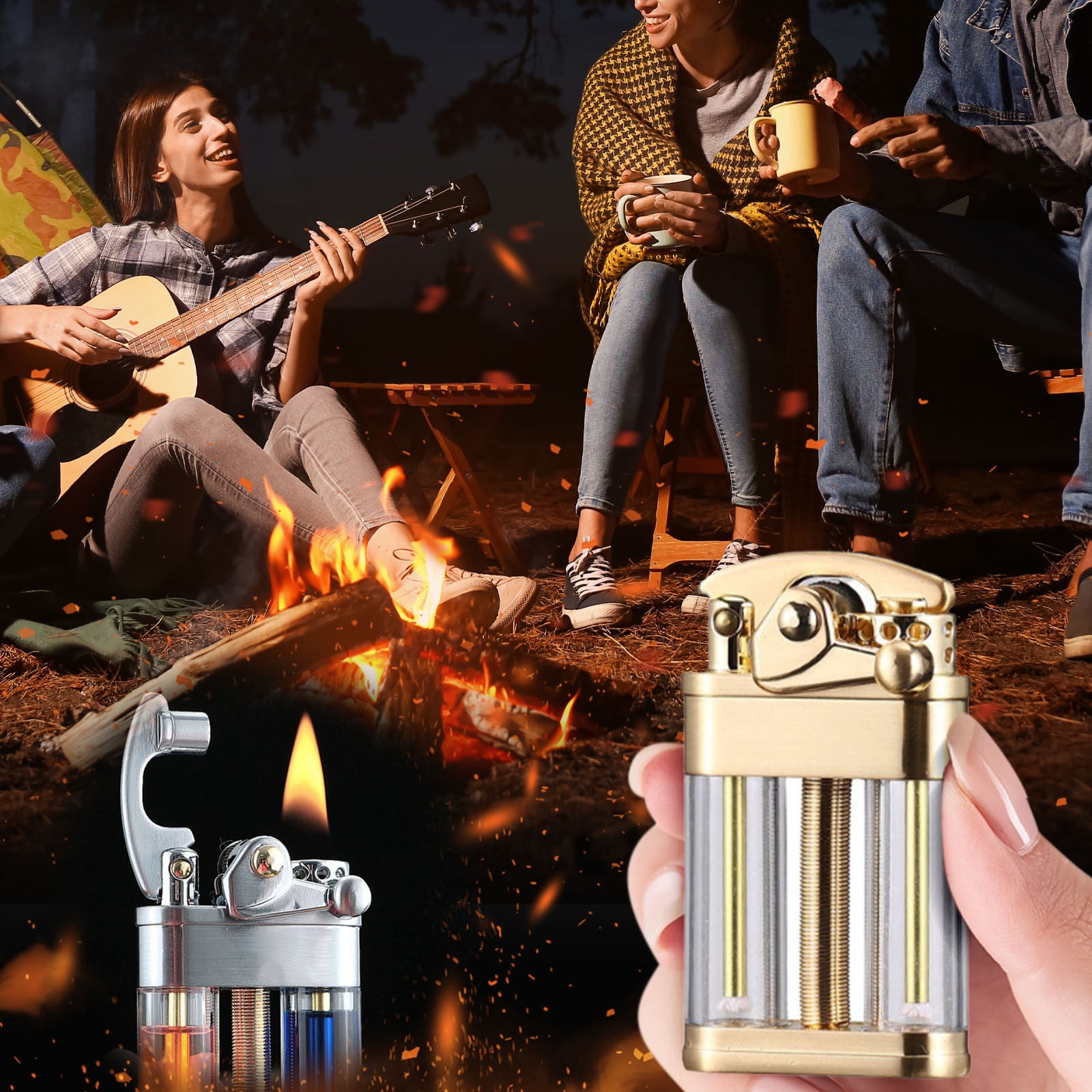 Double Color Oil Tank Lighter, Red Blue Rocker Arm Design, Clear Glass ...