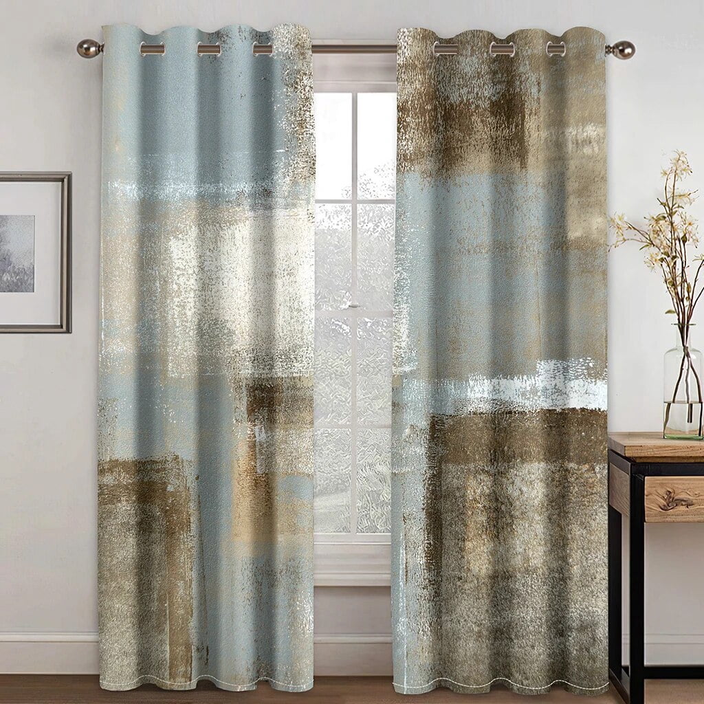 Double Color Printing Modern Style of Abstract Art Curtain Living Room ...