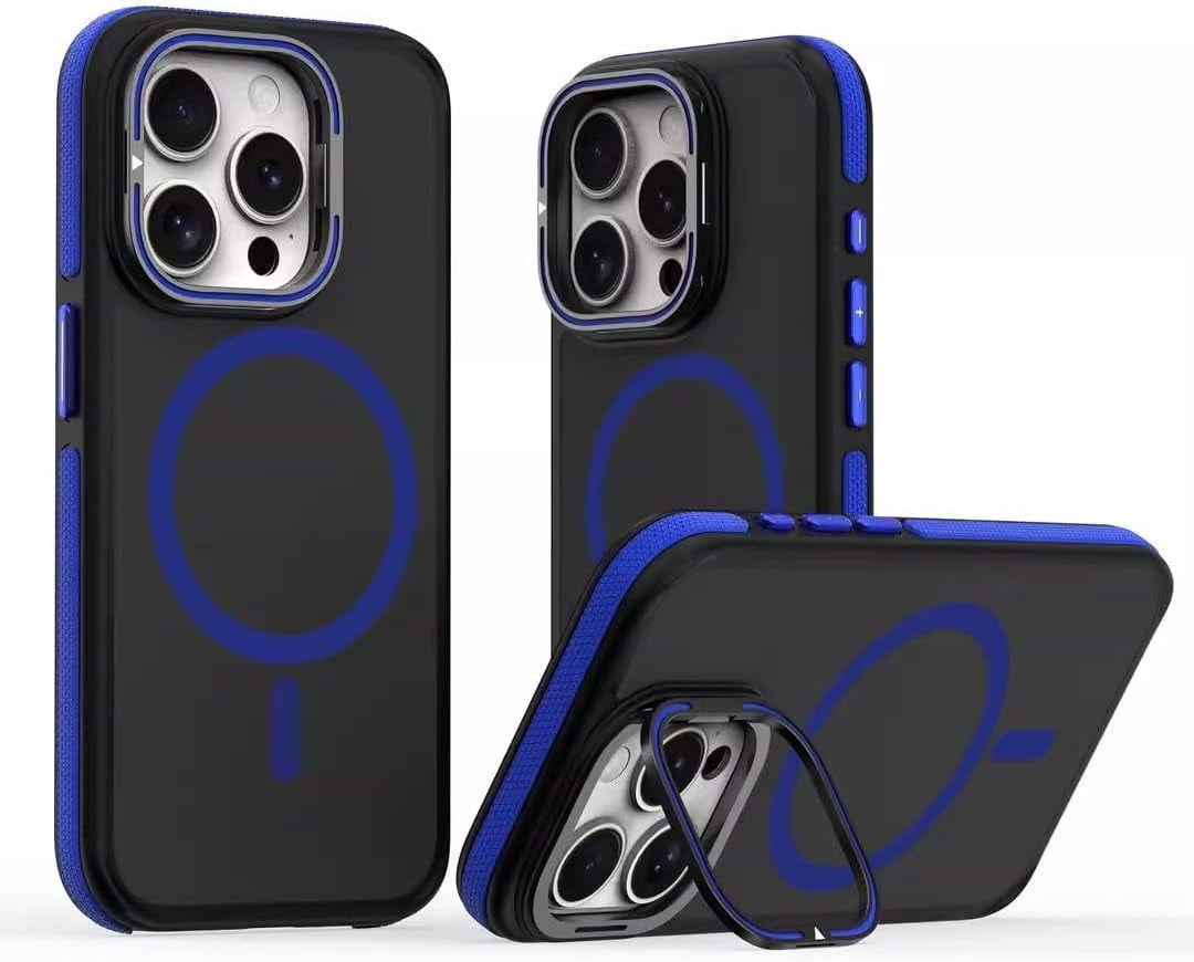 Double Color Skin Touch Feel Camera Bracket Magnetic Phone Case for ...