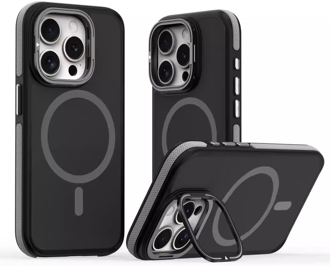 Double Color Skin Touch Feel Camera Bracket Magnetic Phone Case for ...