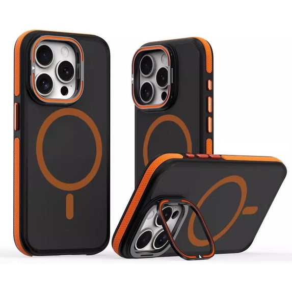 Double Color Skin Touch Feel Camera Bracket Magnetic Phone Case for ...