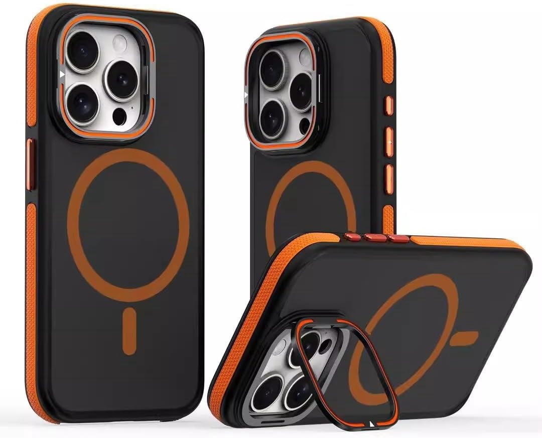 Double Color Skin Touch Feel Camera Bracket Magnetic Phone Case for ...