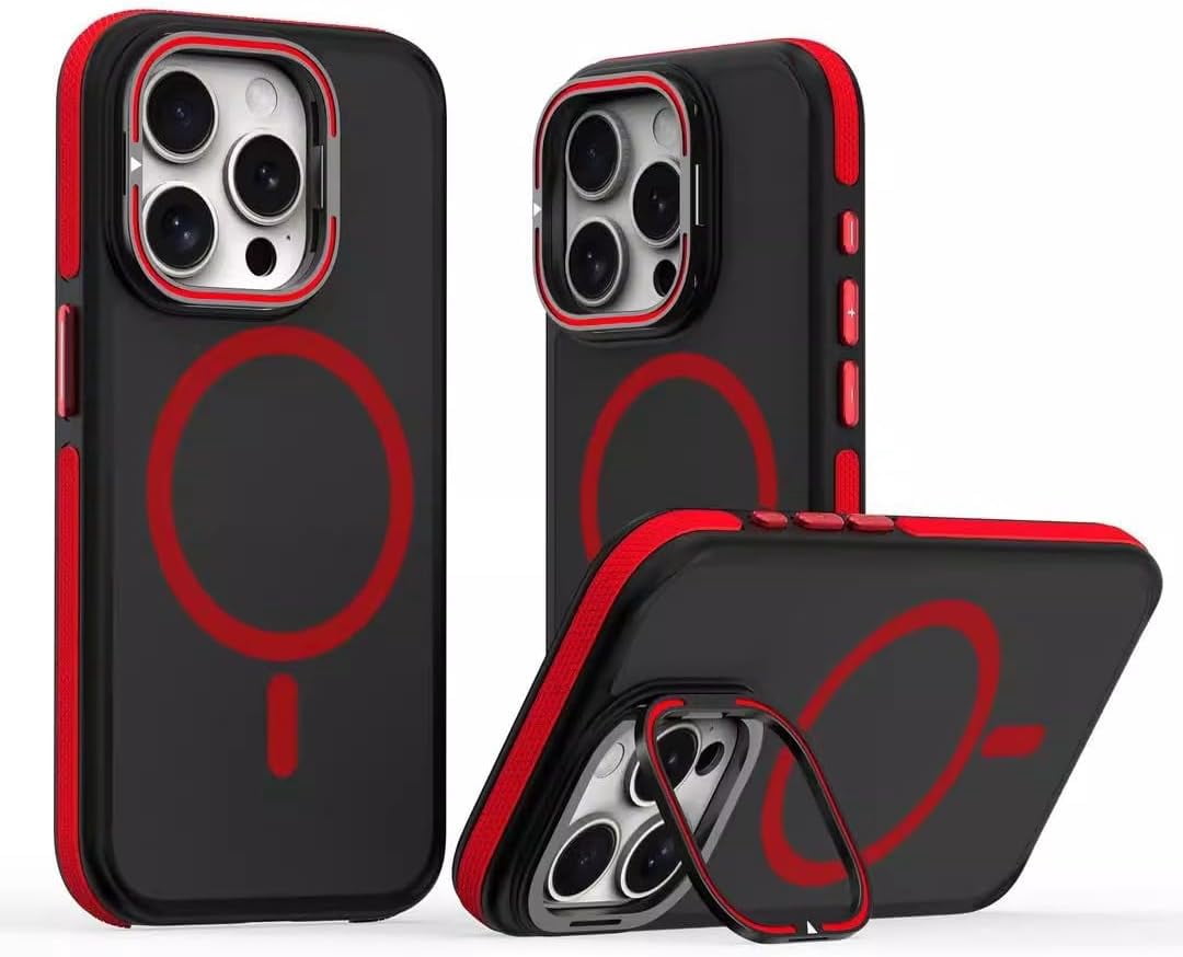 Double Color Skin Touch Feel Camera Bracket Magnetic Phone Case for ...
