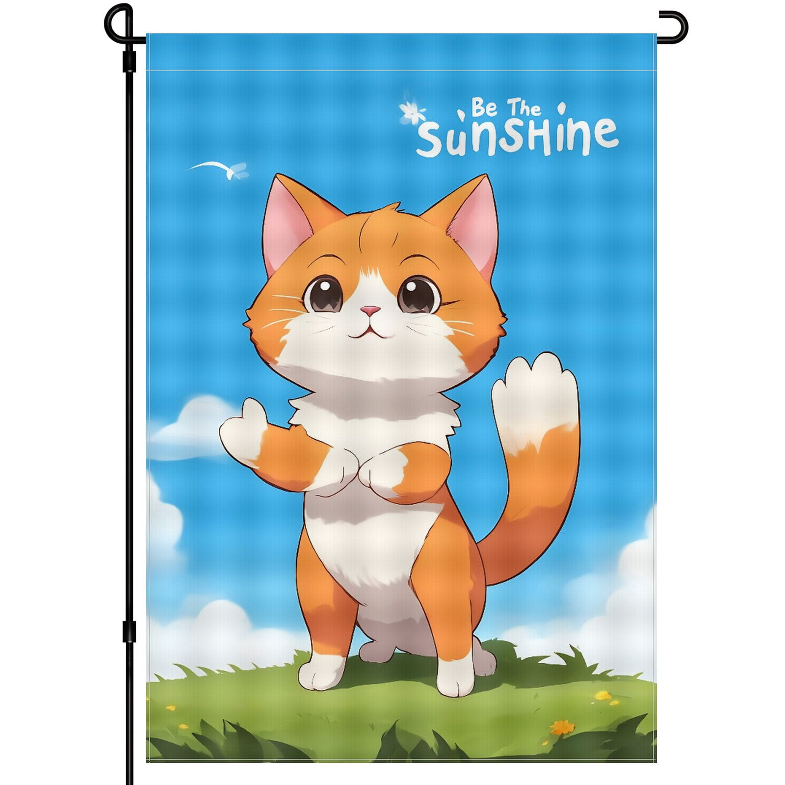 Double-Colored Garden Cat Cartoon-style Porch Flags for Home Lawn Front ...