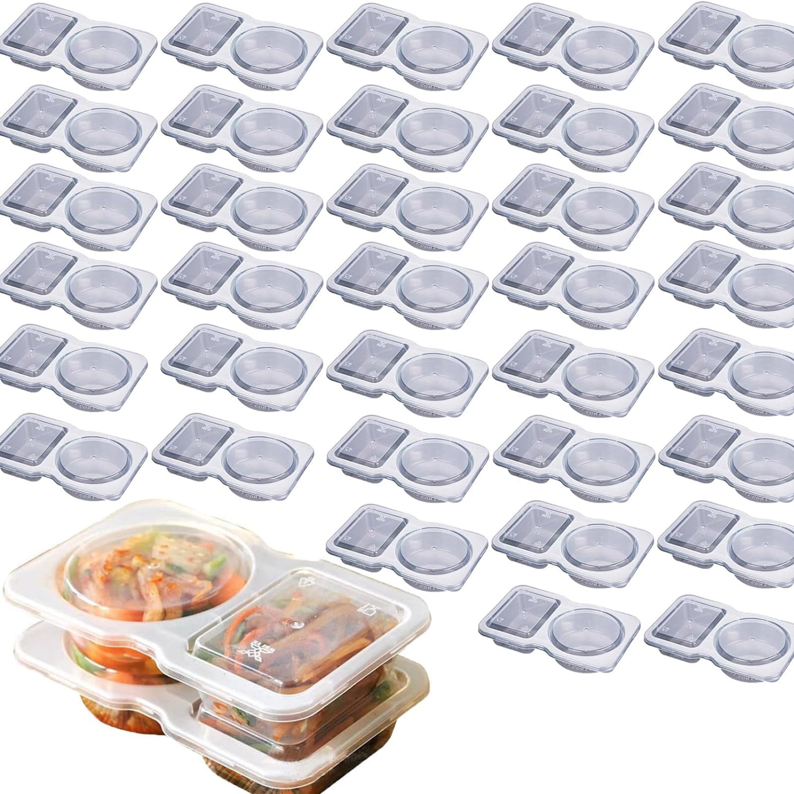 Double Compartment Condiment Container,2 Compartment Snack Containers ...
