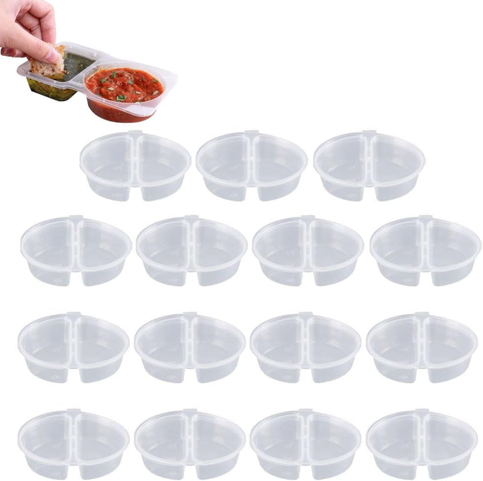 Double Compartment Condiment Container,2 Compartment Snack Containers ...
