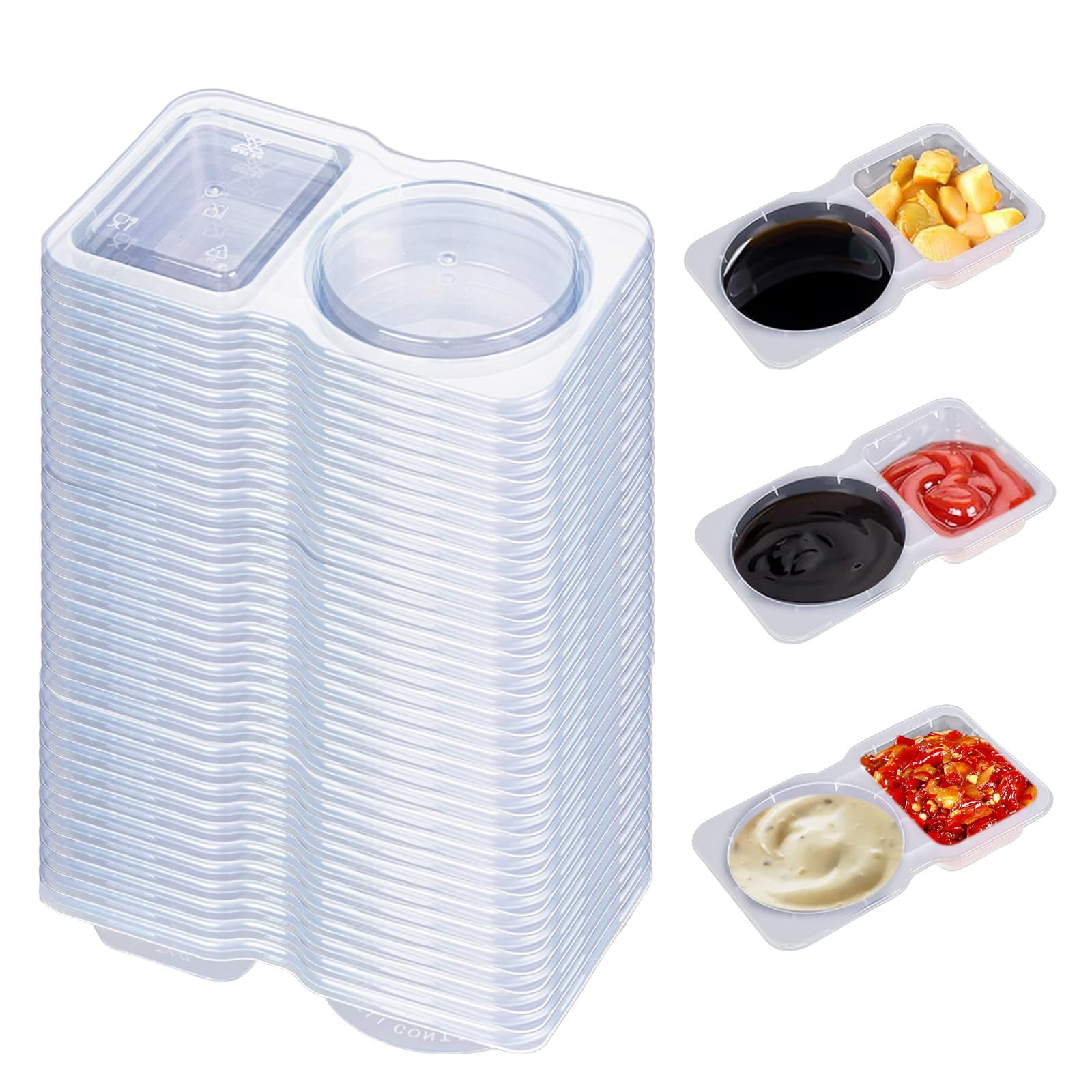 Double Compartment Condiment Container, 2025 New Reusable Grab And Go ...