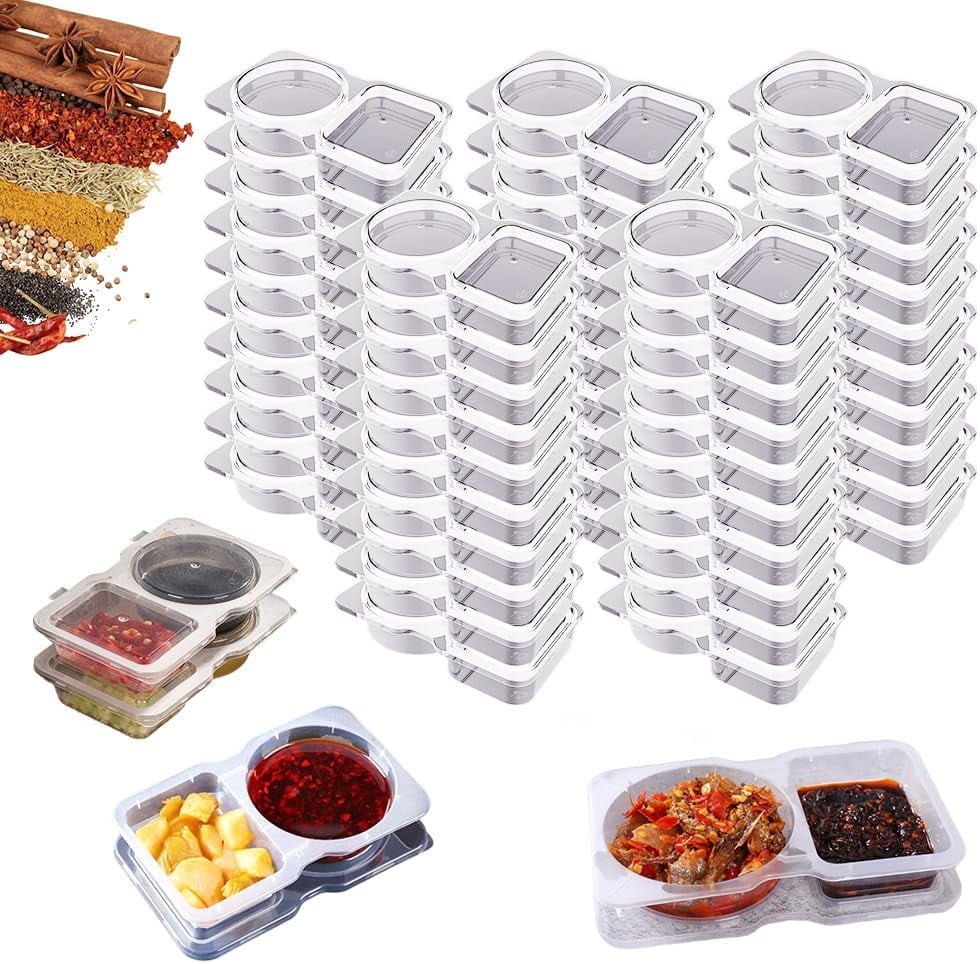 Double Compartment Condiment Container, 2025 New Reusable Snack ...