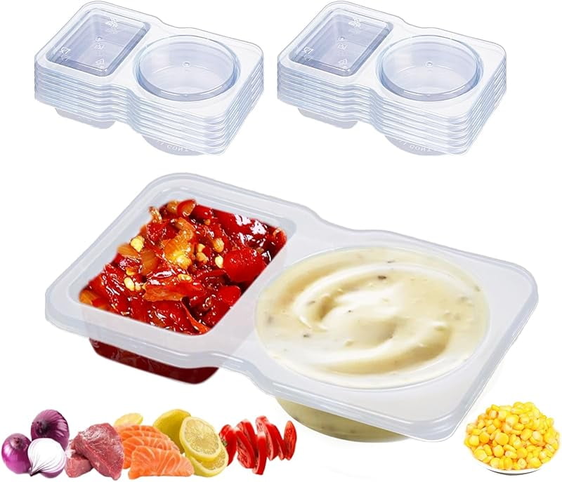 Double Compartment Condiment Container, 2025 Reusable Disposable ...