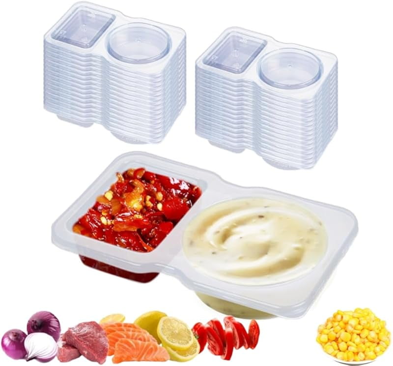 Double Compartment Condiment Container, 2025 Reusable Disposable ...