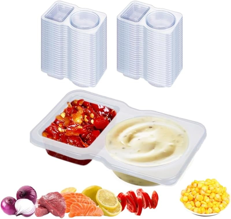 Double Compartment Condiment Container, 2025 Reusable Disposable ...