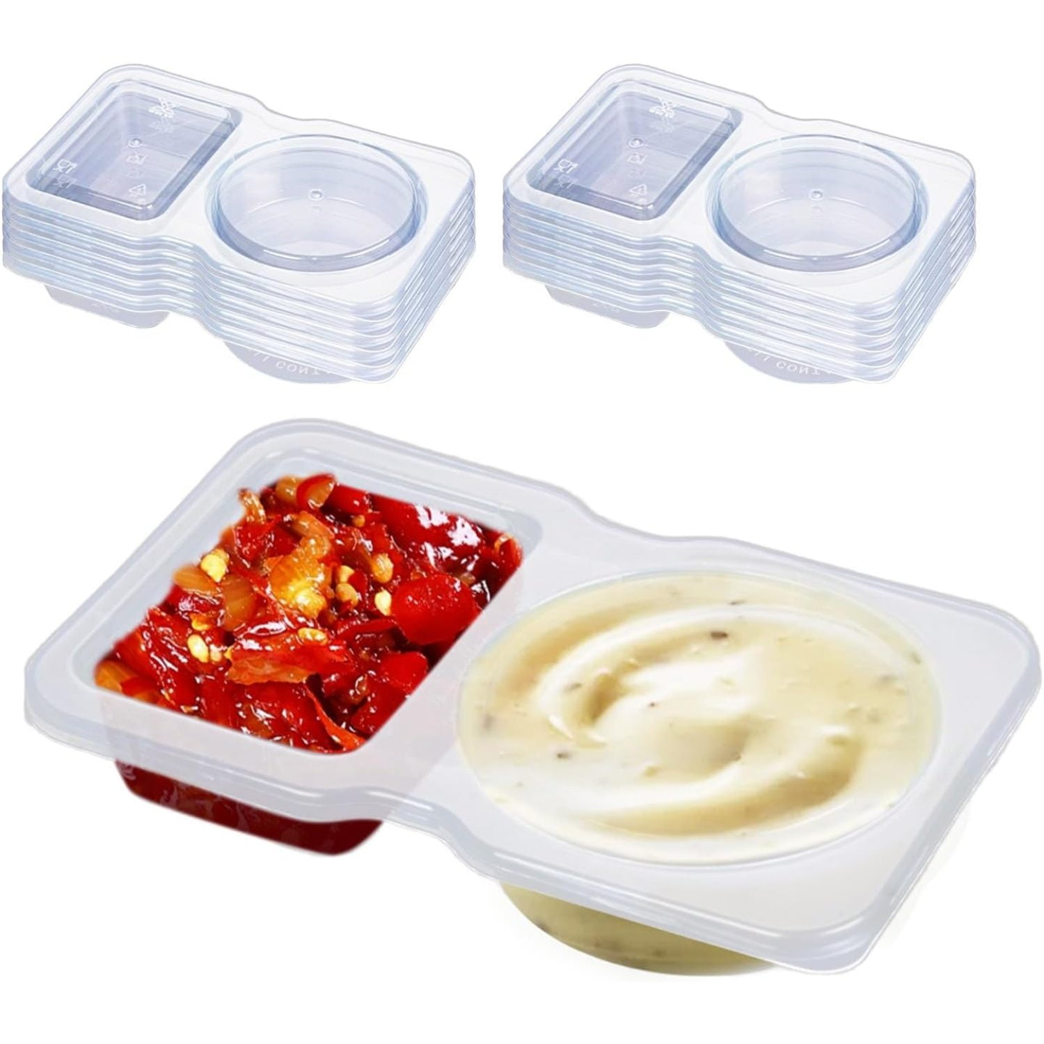 Double Compartment Condiment Container, 2025 Update Reusable Snack ...