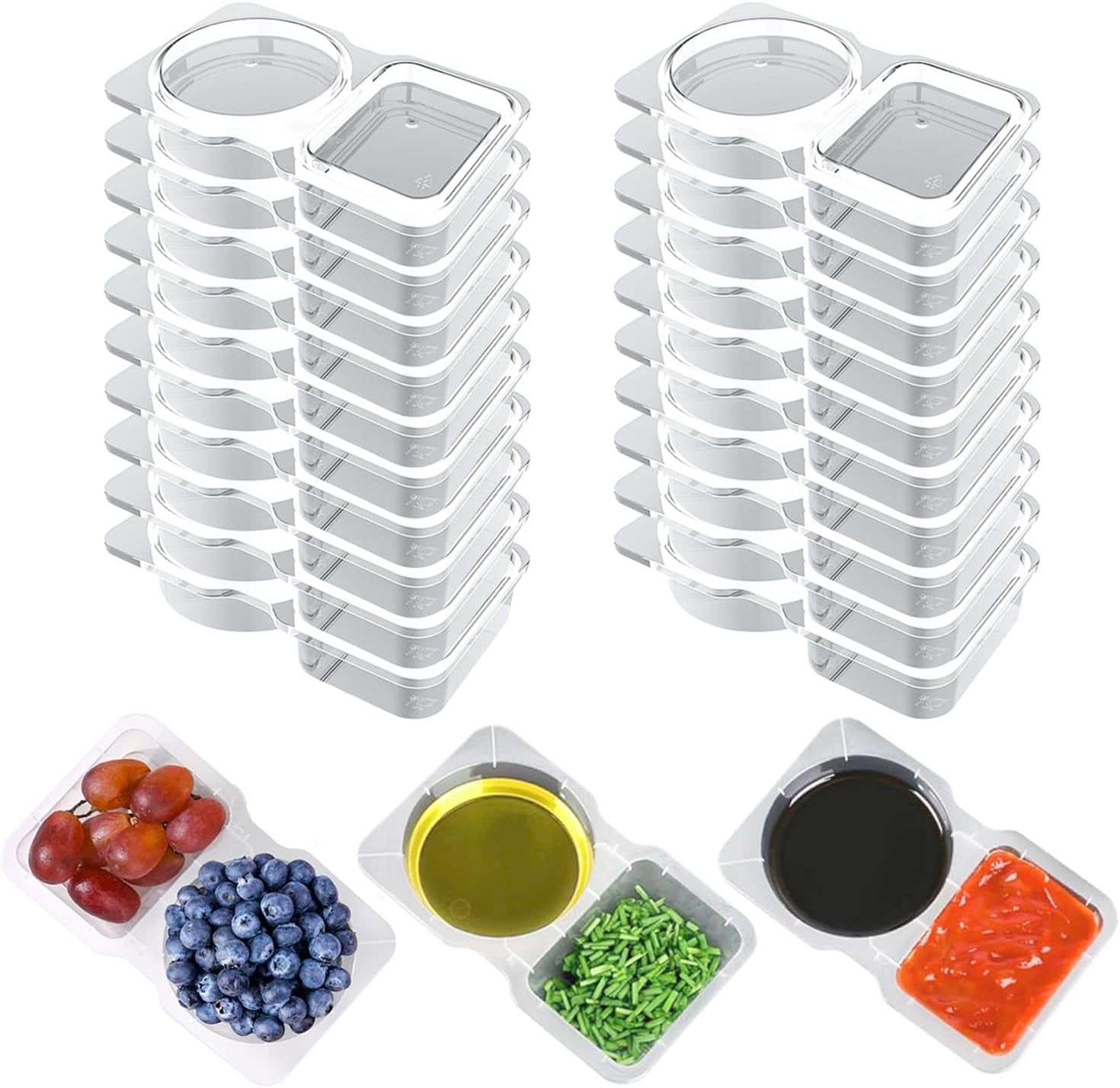 Double Compartment Condiment Container, 2025 Upgarde Reusable Grab And ...
